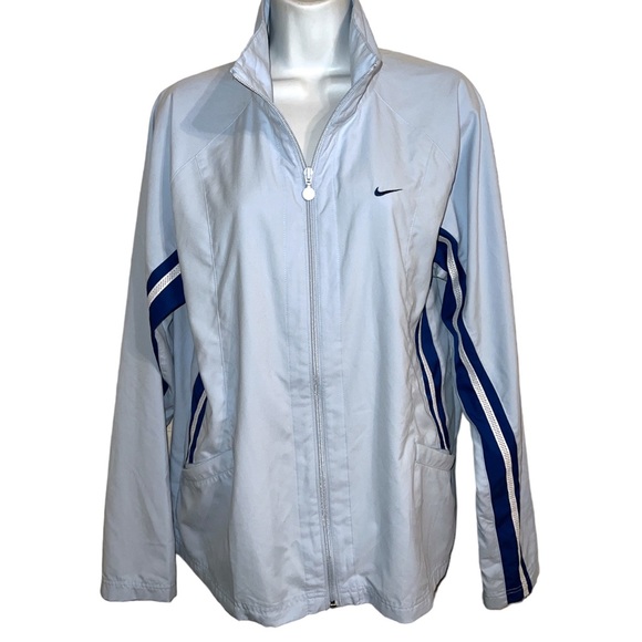 Nike | Jackets & Coats | Nike Baby Blue Striped Zip Jacket Xl | Poshmark